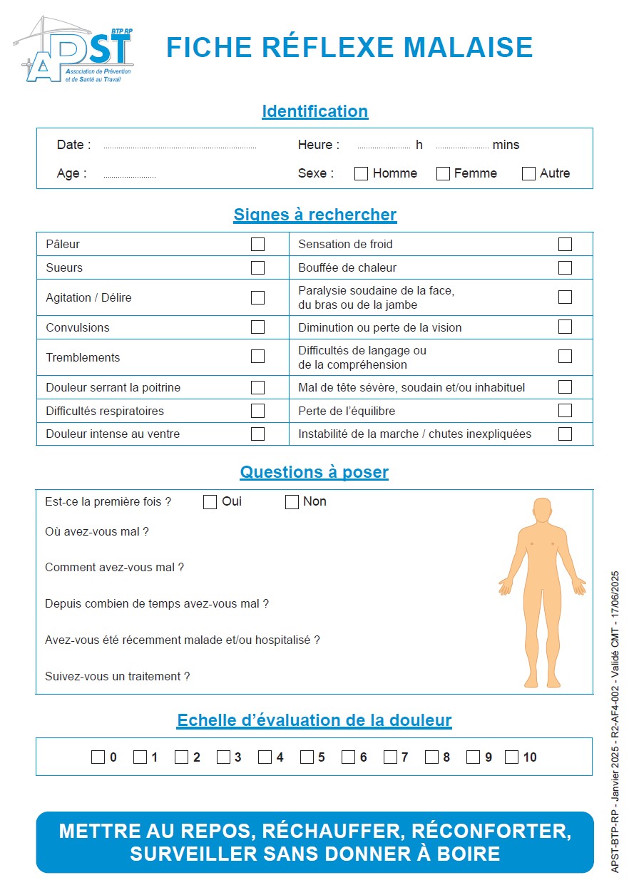 Fiche réflexe malaise - APST